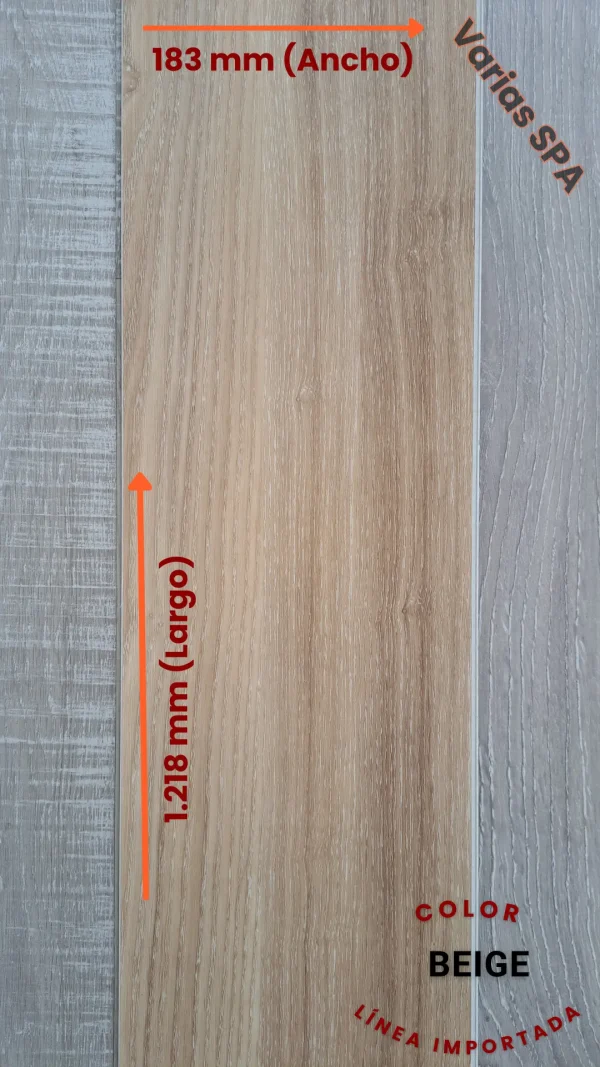 Piso Vinílico SPC Color Beige 5.5 mm - Antideslizante - Impermeable ...